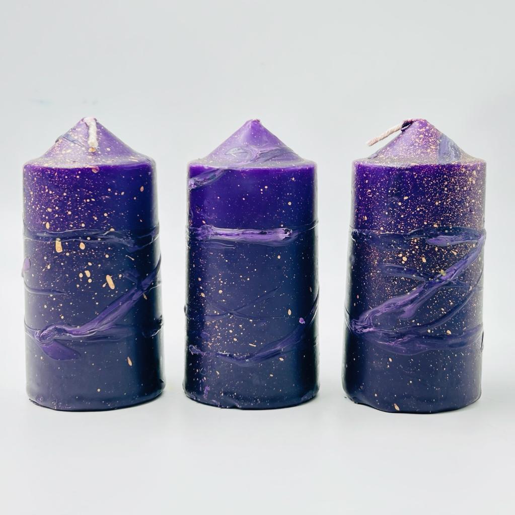 Deep Purple Speckled Pillar Candles – The Crystal Spirits